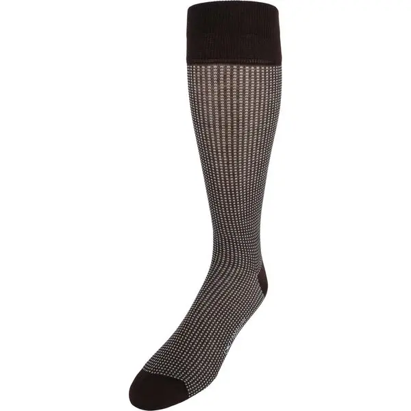 Trafalgar Gerald Box Design Mercerized Cotton Mid-calf Socks - Brown And Tan