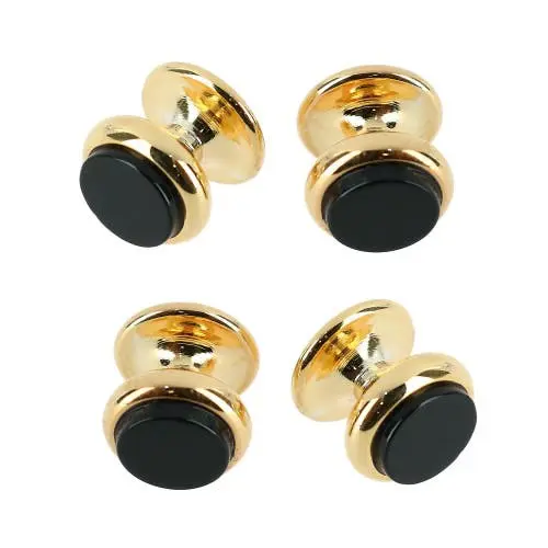 Trafalgar Sutton Tuxedo Stud Set Genuine Onyx - 24k Gold With Genuine Onyx