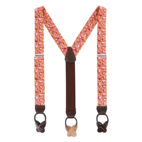 Trafalgar Coffee Print Silk Button End Suspenders