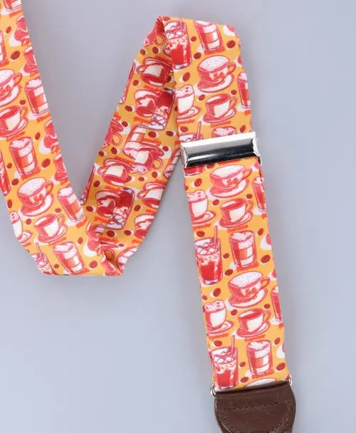 Trafalgar Coffee Print Silk Button End Suspenders