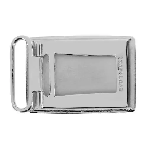 Trafalgar 30mm Engine Turned Rhodium Compression Belt Buckle - Silver