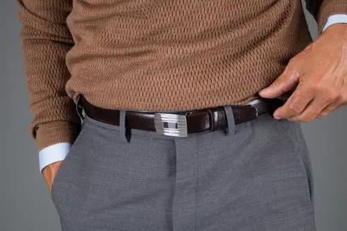 Trafalgar 30mm Engine Turned Rhodium Compression Belt Buckle - Silver