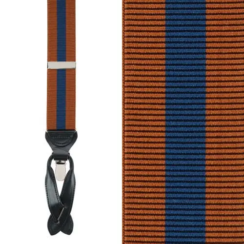 Trafalgar Big & Tall Oliver Stripe Convertible Suspenders - Rust