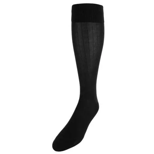 Trafalgar Jasper Ribbed Over-the-calf Mercerized Cotton Socks - Black