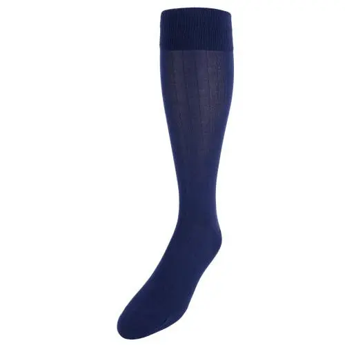 Trafalgar Jasper Ribbed Over-the-calf Mercerized Cotton Socks - Navy Blue