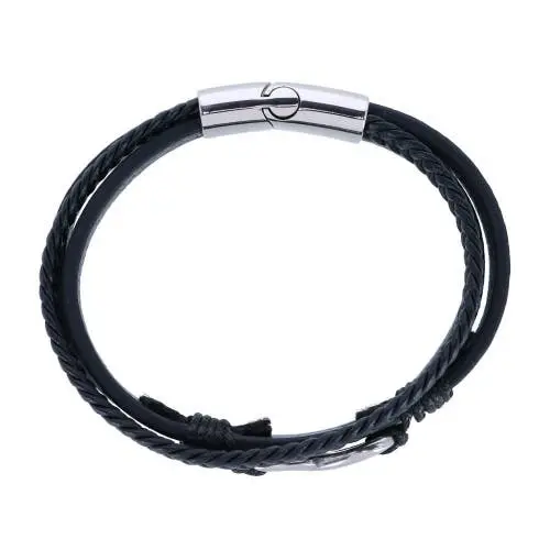 Trafalgar Infinity Symbol Leather Bracelet - Silver