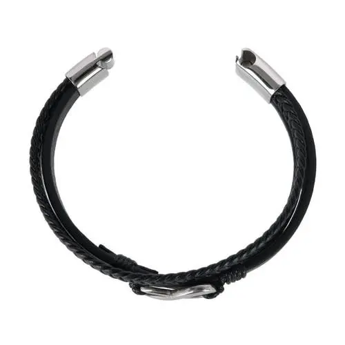 Trafalgar Infinity Symbol Leather Bracelet - Silver