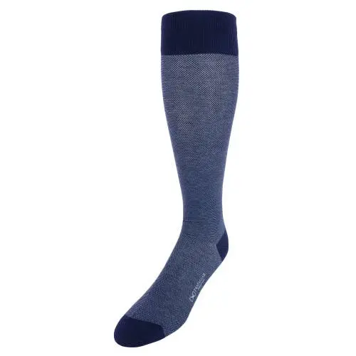 Trafalgar Noah Nail Head Over-the-calf Mercerized Cotton Socks - Navy And Light Blue