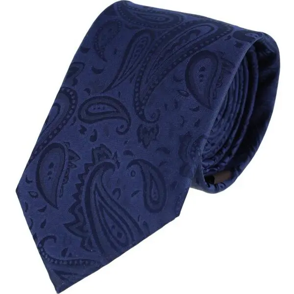 Trafalgar Banbury Tone On Tone Paisley Silk Necktie - Navy Blue