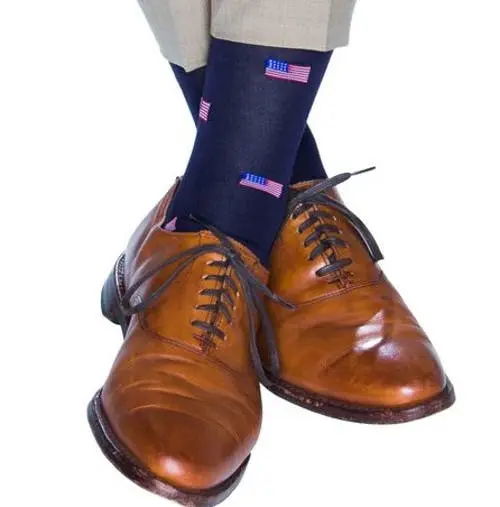 Trafalgar Old Glory American Flag Mercerized Cotton Socks - Navy