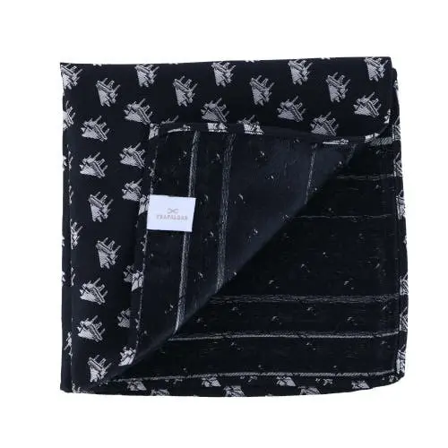 Trafalgar The Chopin Classical Piano Silk Pocket Square - Black