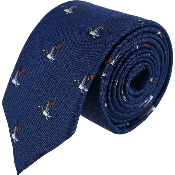 Trafalgar Drake The Mallard Duck Silk Necktie - Navy