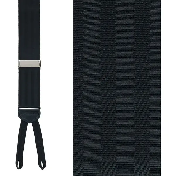 Trafalgar Astaire Grosgrain Stripe Ribbon Suspenders - Black With Black Stripe