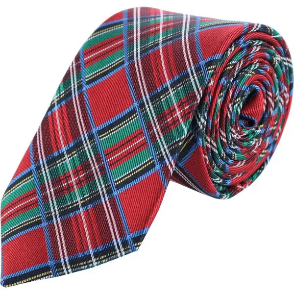 Trafalgar Nicholas Tartan Plaid Silk Necktie - Red Tartan Plaid