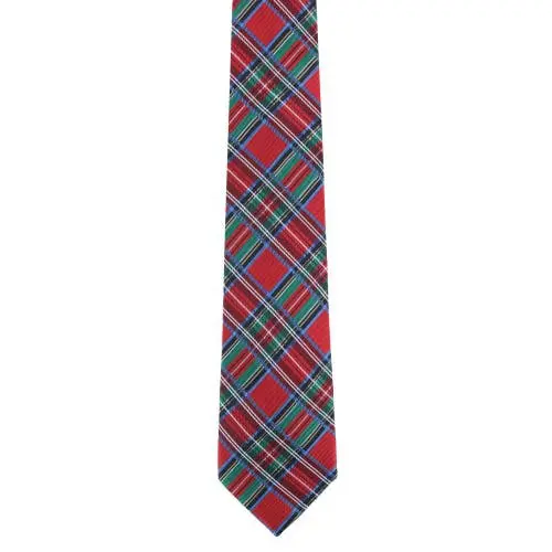 Trafalgar Nicholas Tartan Plaid Silk Necktie - Red Tartan Plaid