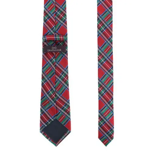 Trafalgar Nicholas Tartan Plaid Silk Necktie - Red Tartan Plaid