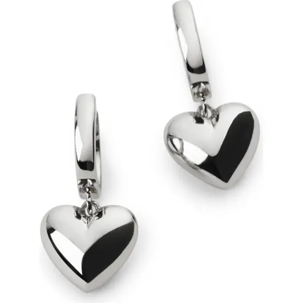 ANA LUISA Puffed Heart Hoop Earrings - Silver