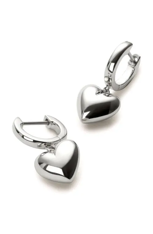 ANA LUISA Puffed Heart Hoop Earrings - Silver
