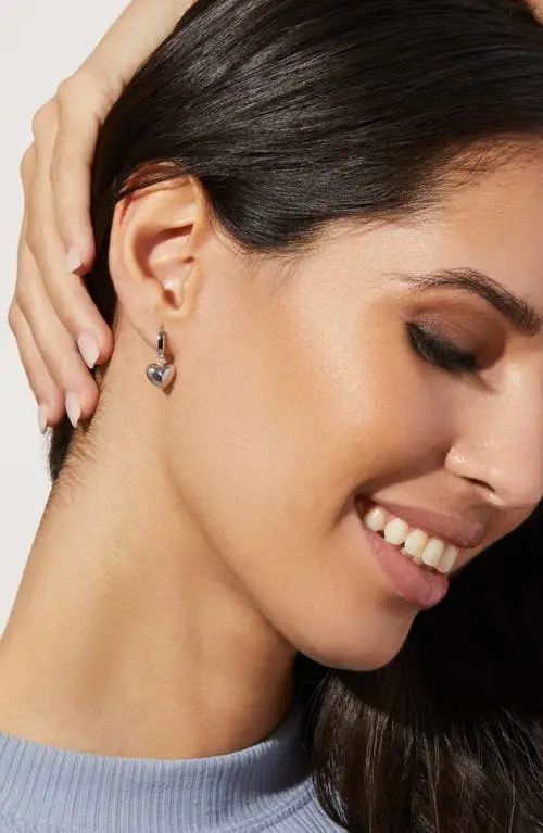 ANA LUISA Puffed Heart Hoop Earrings - Silver