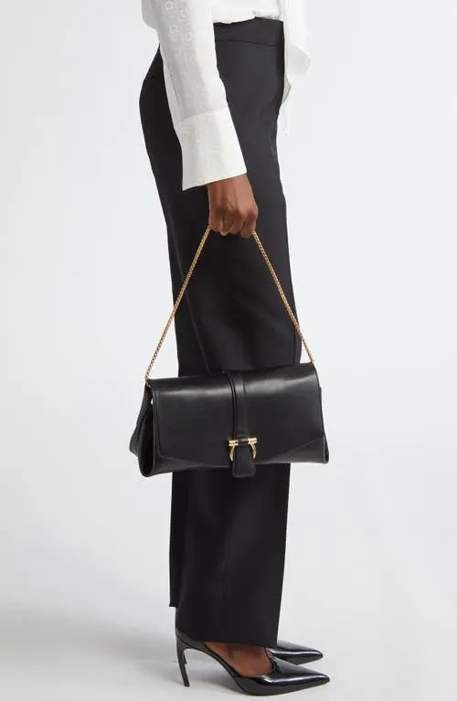 FERRAGAMO Medium Leather Crossbody Bag - Nero