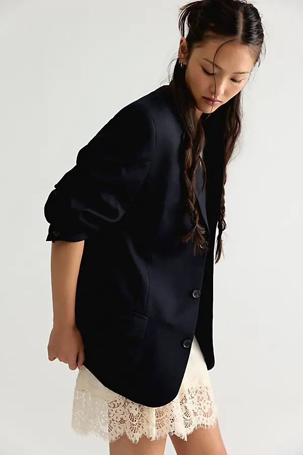 HAVRE STUDIO Button Back Blazer - Navy