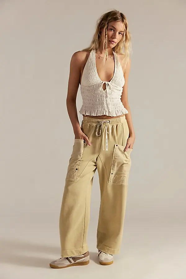 Free People We The Free Jet Set Knit Pull-on Pants - Morning Oat