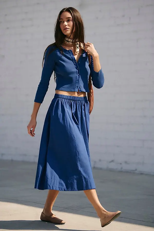 Free People Cardigan And Skirt Set - Navy Peony