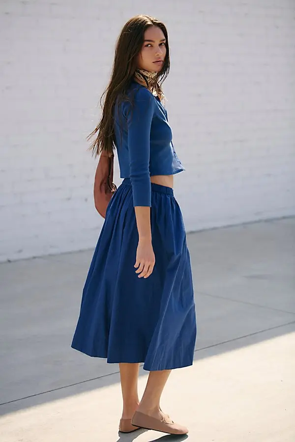 Free People Cardigan And Skirt Set - Navy Peony