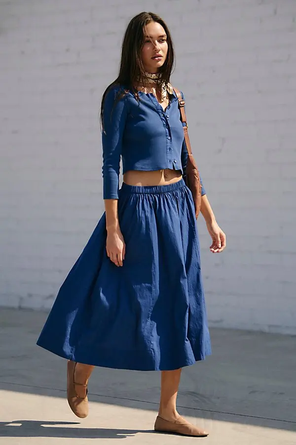 Free People Cardigan And Skirt Set - Navy Peony