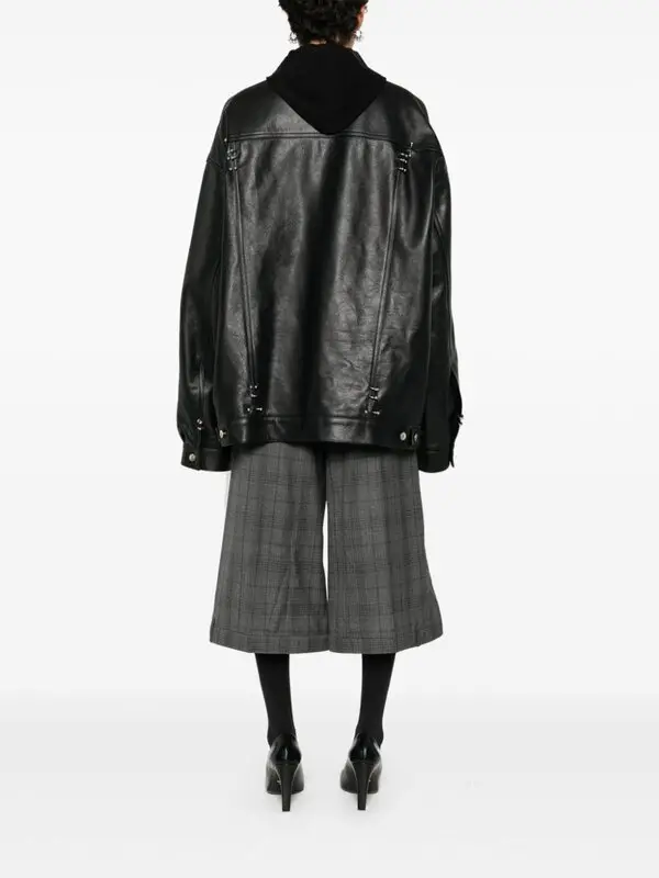 Balenciaga Pierced Leather Jacket - Black | Editorialist
