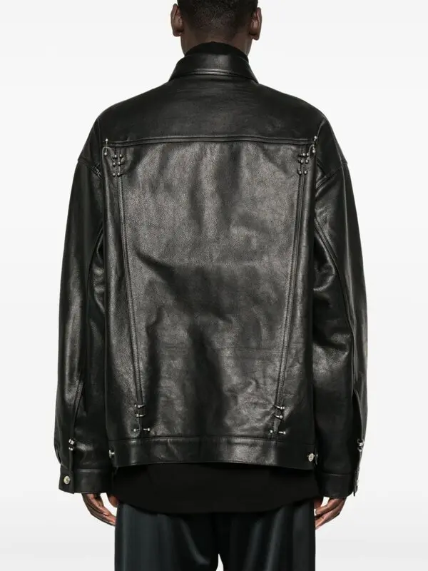 Balenciaga Pierced Leather Jacket - Black | Editorialist