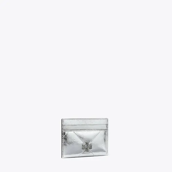 Tory Burch Kira Diamond Quilt Metallic Card Case - Silver