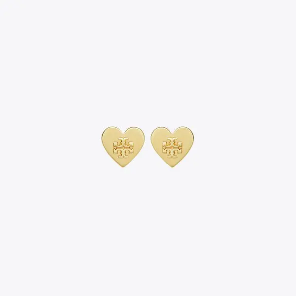 Tory Burch Forget Me Not Heart Stud Earrings - Tory Gold