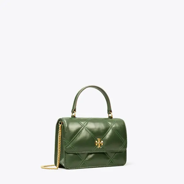 Tory Burch Mini Kira Diamond Quilt Top Handle Chain Wallet