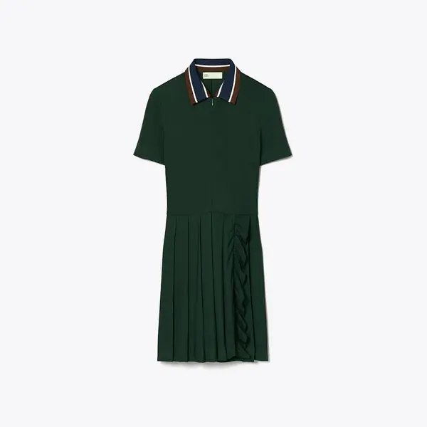 tory burch pleated golf dress Tory Burch Pleated Zip-Front Golf Dress In Conifer - 36% Off