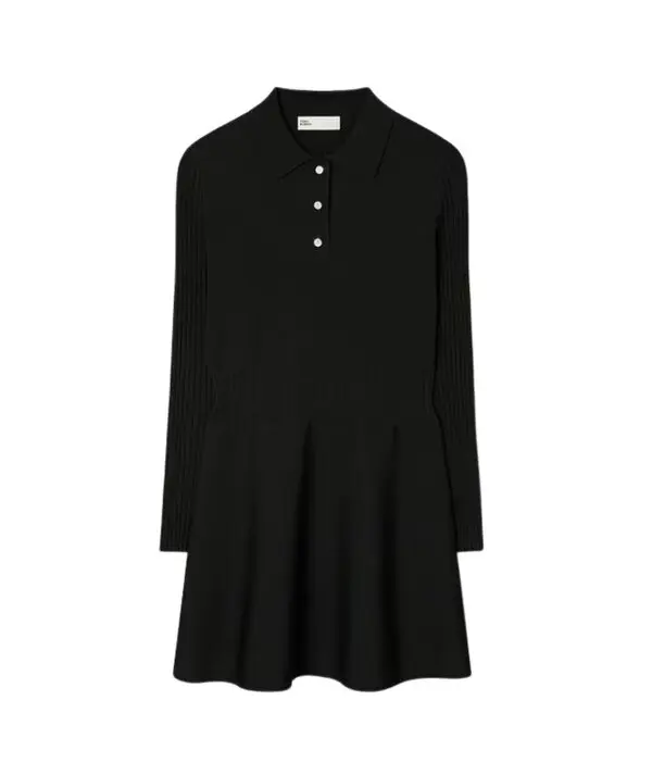 Tory Burch Tech Knit Long-sleeve Mini Polo Dress