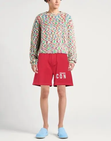 Dsquared2 Cotton Fleece Shorts With Print - Tomato Red