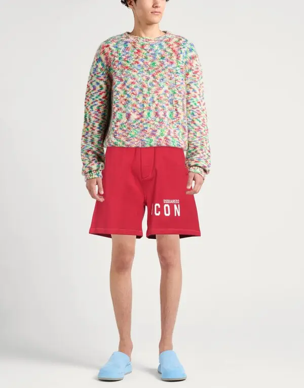 Dsquared2 Cotton Fleece Shorts With Print - Tomato Red