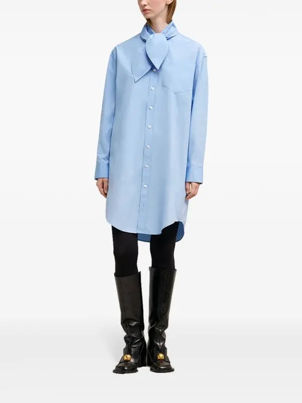 AMI Paris Cotton Shirt Dress With Scarf Collar
