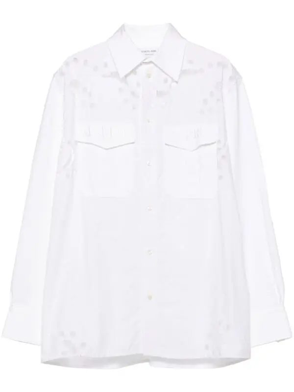 MARINE SERRE Logo Embroidered Cut-out Shirt - White