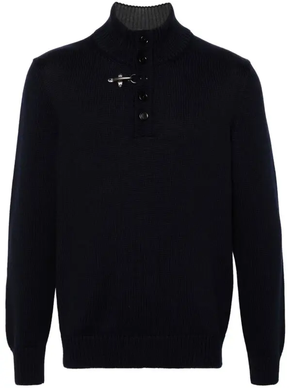 FAY Turtleneck Virgin Wool Sweater - Blue