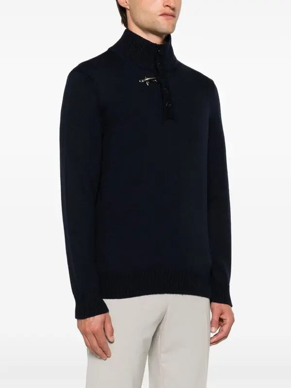 FAY Turtleneck Virgin Wool Sweater - Blue