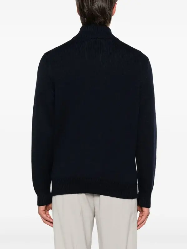 FAY Turtleneck Virgin Wool Sweater - Blue
