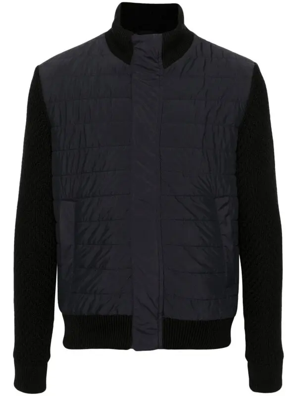 Herno Knitted-panels Padded Bomber Jacket - Black
