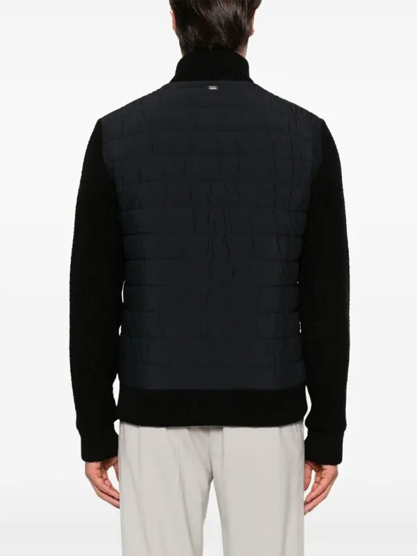 Herno Knitted-panels Padded Bomber Jacket - Black