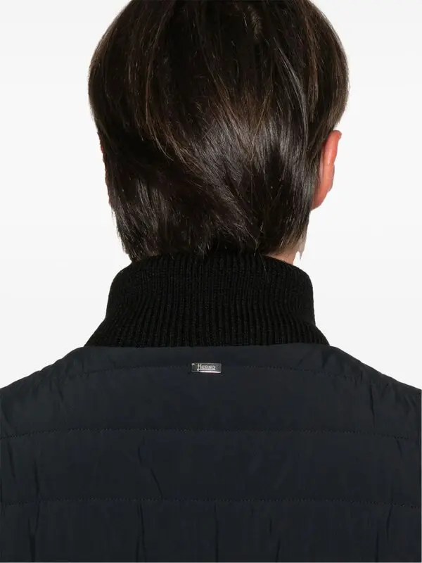 Herno Knitted-panels Padded Bomber Jacket - Black
