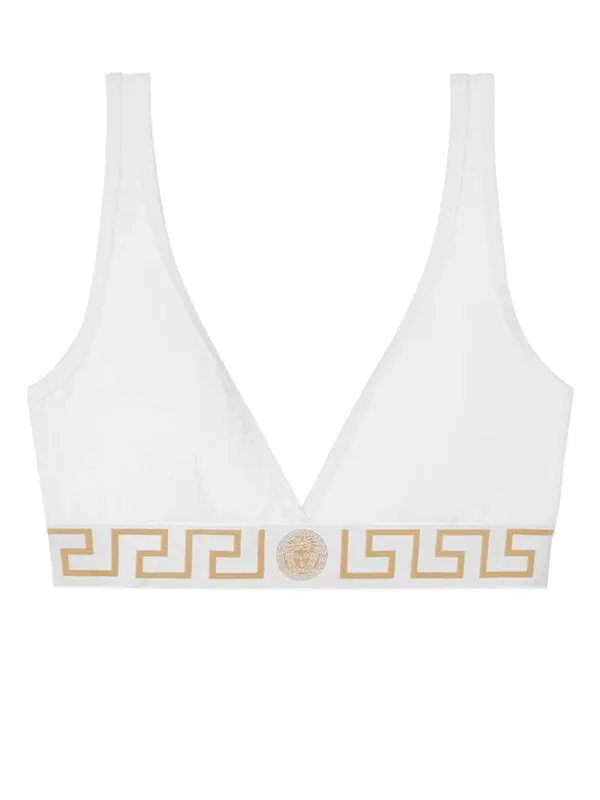 Versace Greca Border Triangle Bra - White