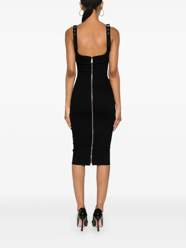 MUGLER Panelled Denim Midi Dress - Blue
