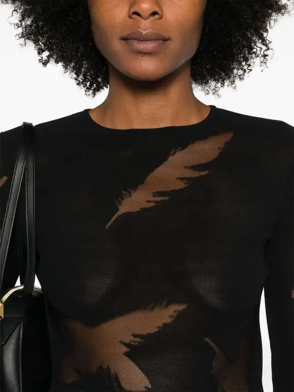 Alexander McQueen Feather-intarsia Blouse