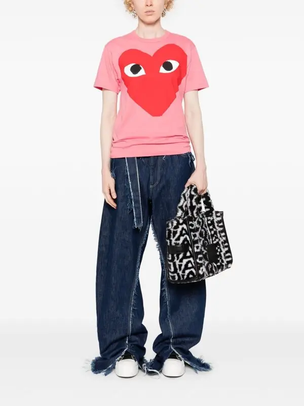 Play Comme Des Garcon Heart-print T-shirt - Pink